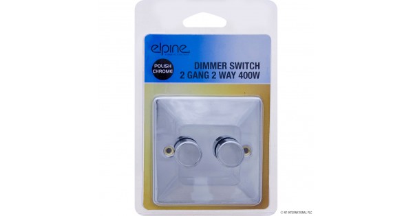 Dimmer Switch 2 gang 2 Way 400w Chrome