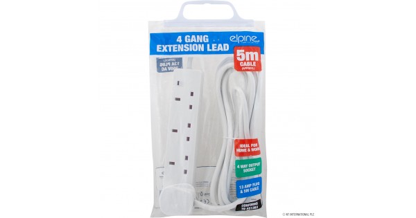 4 Way 5M Extension Lead With Neon Light