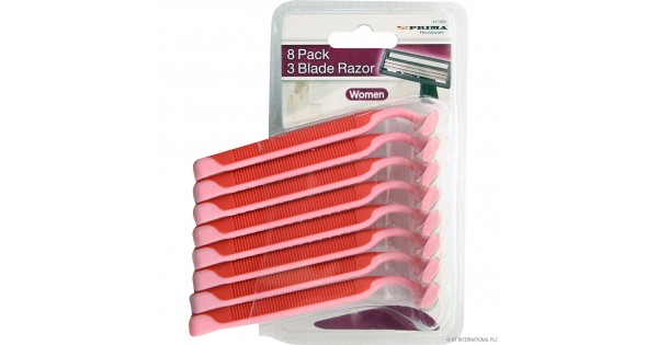 8pc Ladies Triple Blade Razor - Pink
