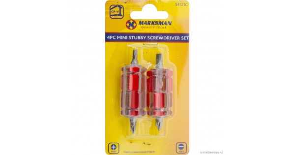 4pc Mini Stubby Screwdriver Set