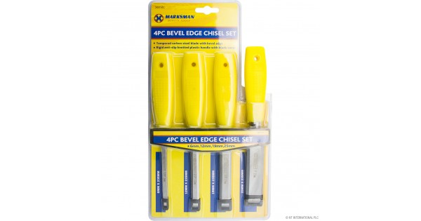 4pc Bevel Edge Chisel Set - Yellow Handle