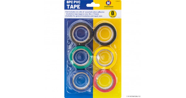 6pc PVC Installation Tape 19mm x 8m - Asst